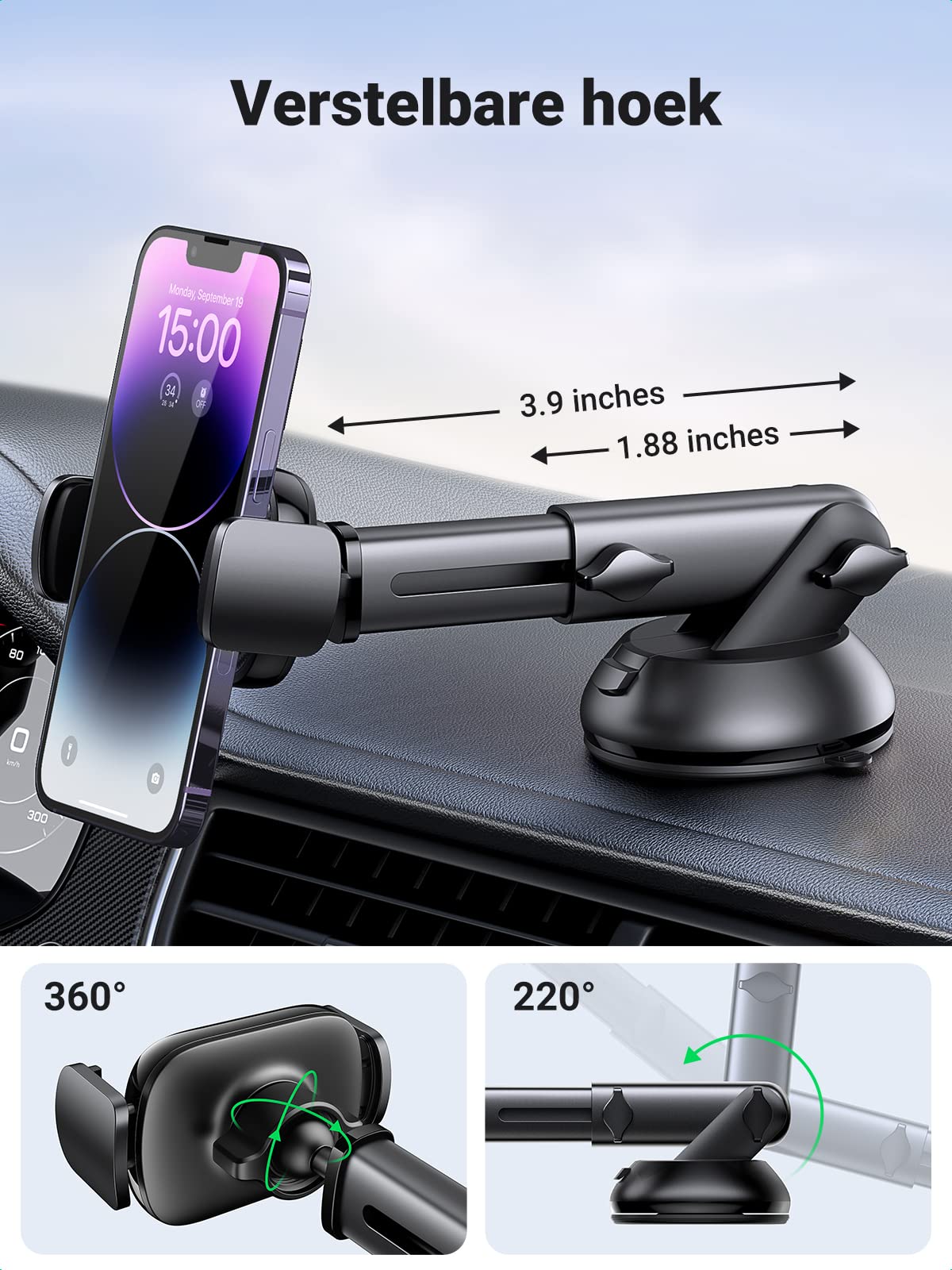 UGREEN Auto Telefoonhouder Zuignap 360?? Draaibare 2 in 1 Universele ...
