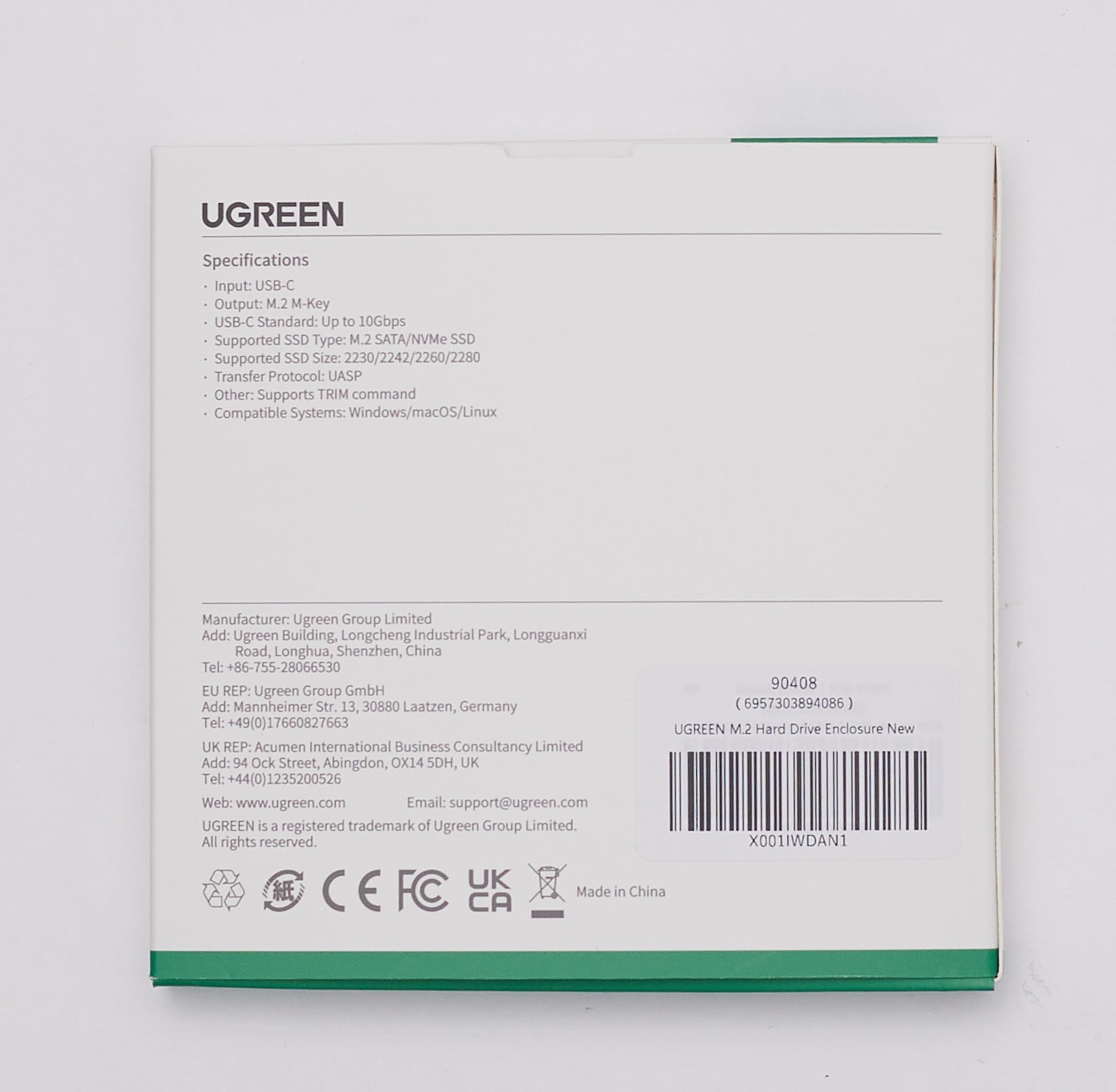 UGREEN M.2 NVME NGFF SATA USB 3.2 Gen 2 10Gbps UASP SSD Behuizing ...