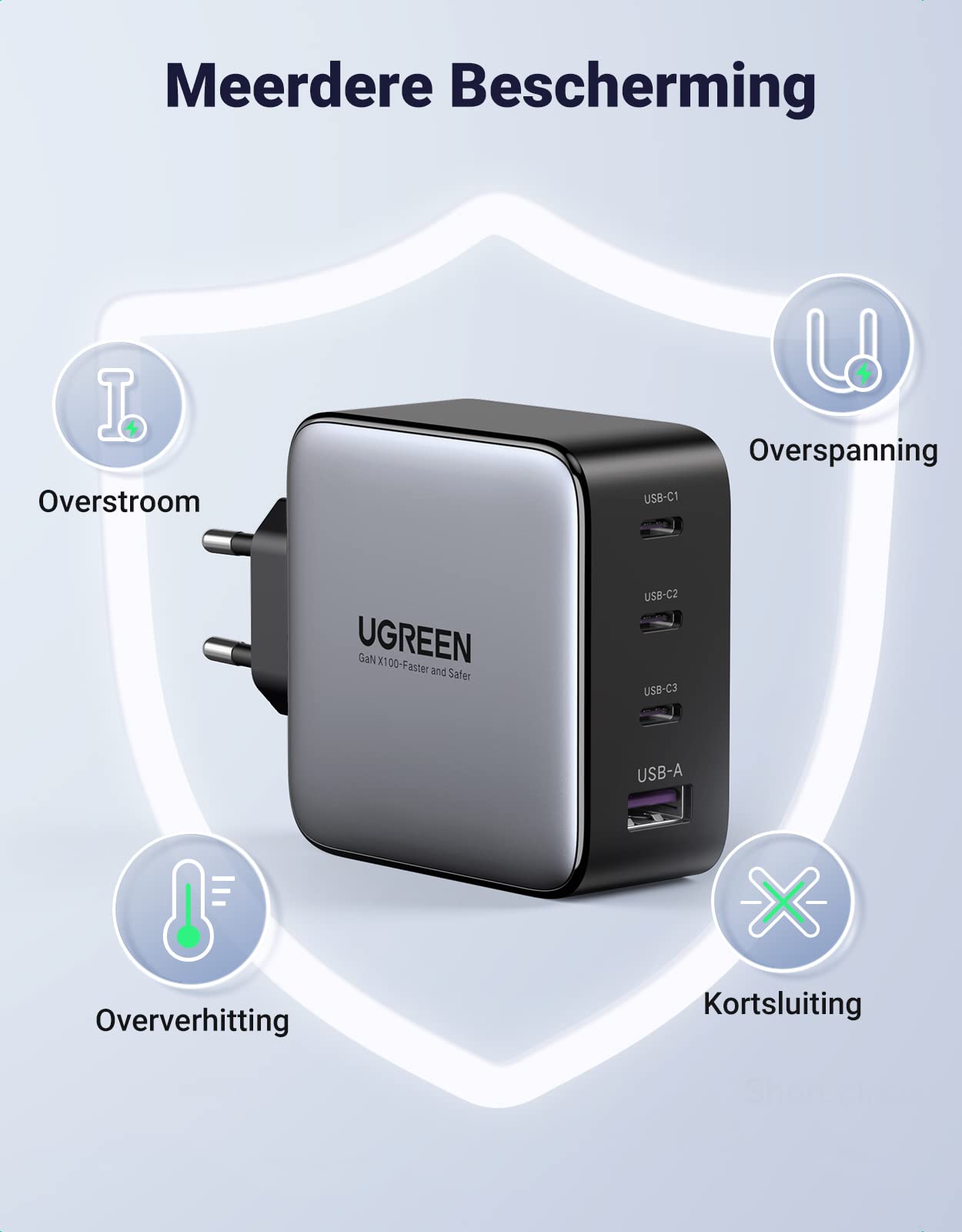 UGREEN Nexode GaN Oplader 100W Kabel 60W PD 3.0 - UGREEN NL