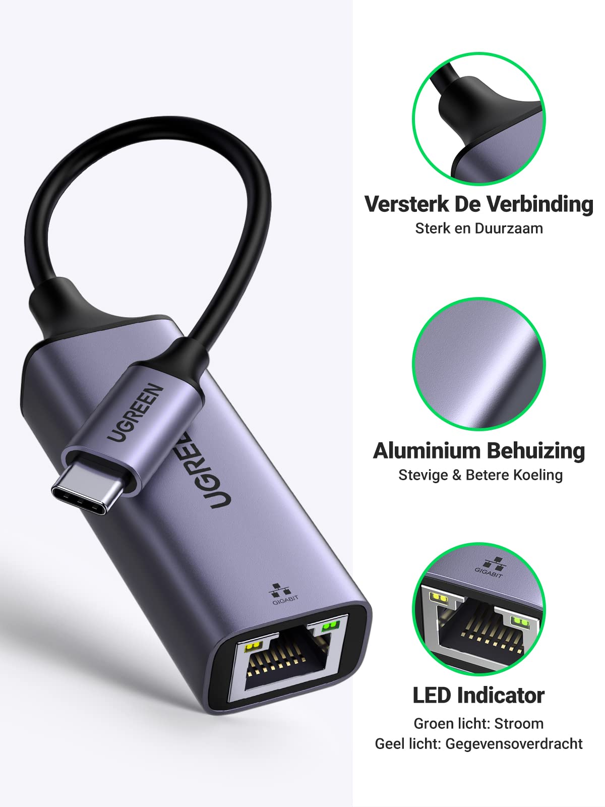 UGREEN USB C Ethernet Adapter USB Lan RJ45 1000Mbps Gigabit Netwerk ...